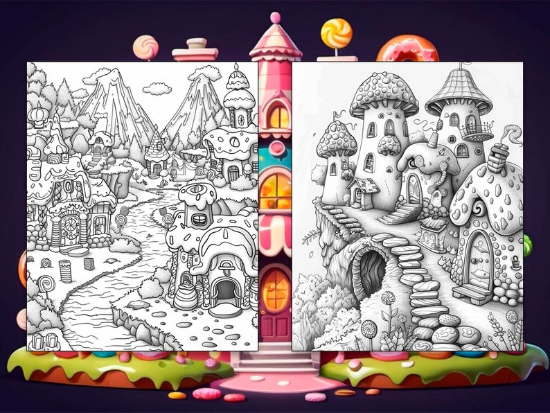 25+ Candy Land Coloring Pages | Adult and Kids Coloring Book| Fantasy ...