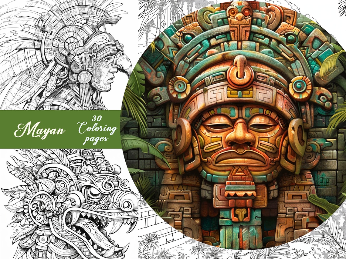 30 Maya Civilisation Coloring Pages | Adult and Kids Coloring Book ...