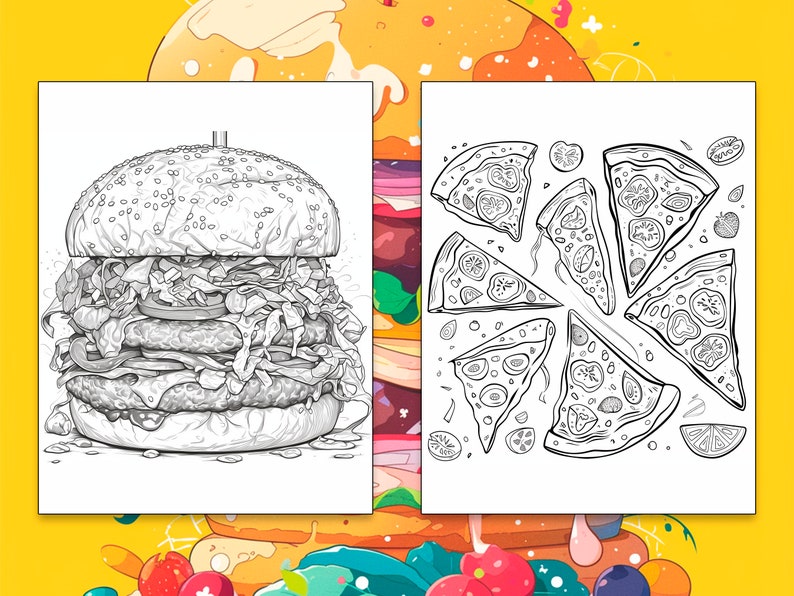 30 Fast Food Coloring Pages | Adult and Kids Coloring Book| Fantasy ...