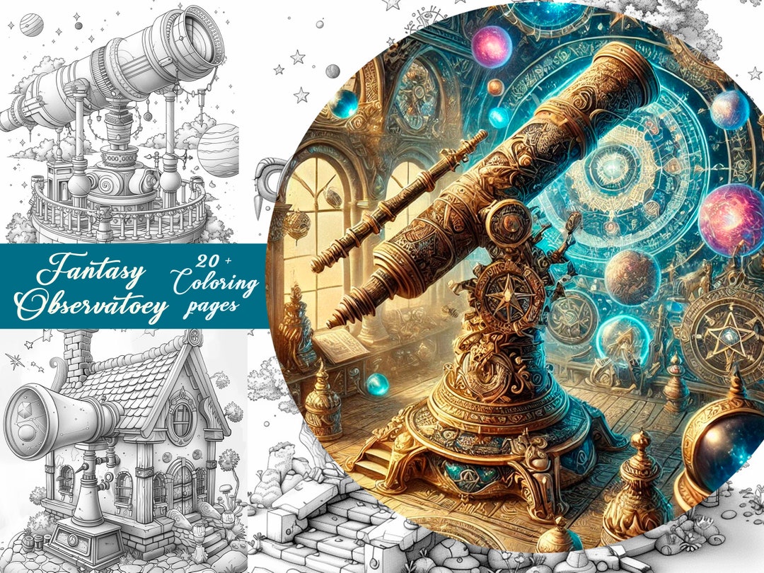 24 Observatory Coloring Pages | Adult and Kids Coloring Book| Enchanted ...