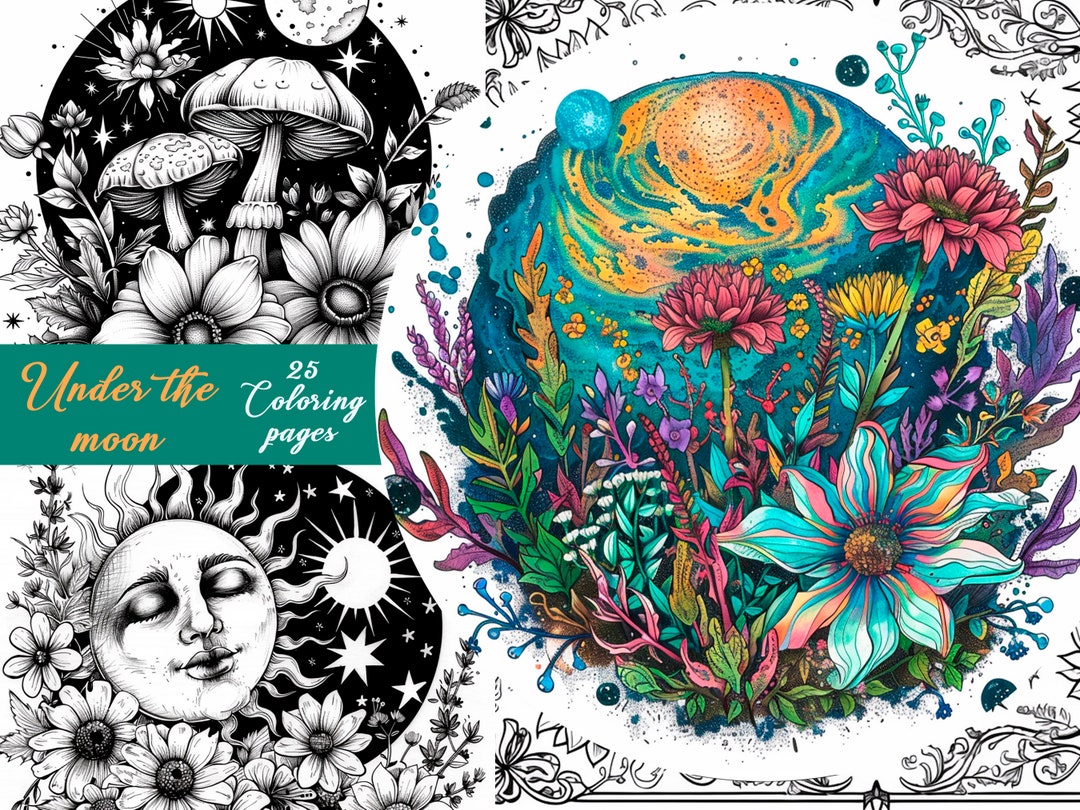 25 Celestial Coloring Pages | Adult and Kids Coloring Book| Fantasy ...