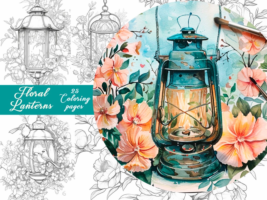 25 Floral Lantern Coloring Pages | Adult and Kids Coloring Book ...