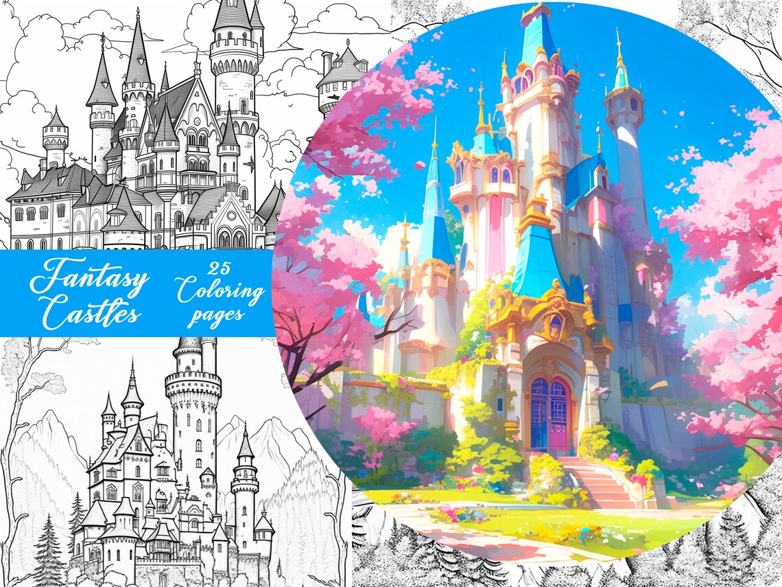 25 Fairytale Castles Coloring Pages | Adult and Kids Coloring Book ...