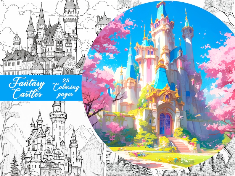 25 Fairytale Castles Coloring Pages | Adult and Kids Coloring Book ...