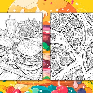 30 Fast Food Coloring Pages | Adult and Kids Coloring Book| Fantasy ...