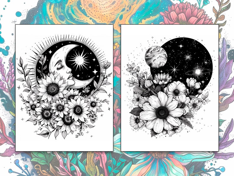 25 Celestial Coloring Pages | Adult and Kids Coloring Book| Fantasy ...