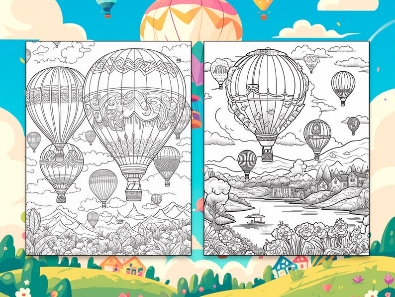 50 Enchanted Hot Air Balloon Coloring Pages | Adult and Kids Coloring ...
