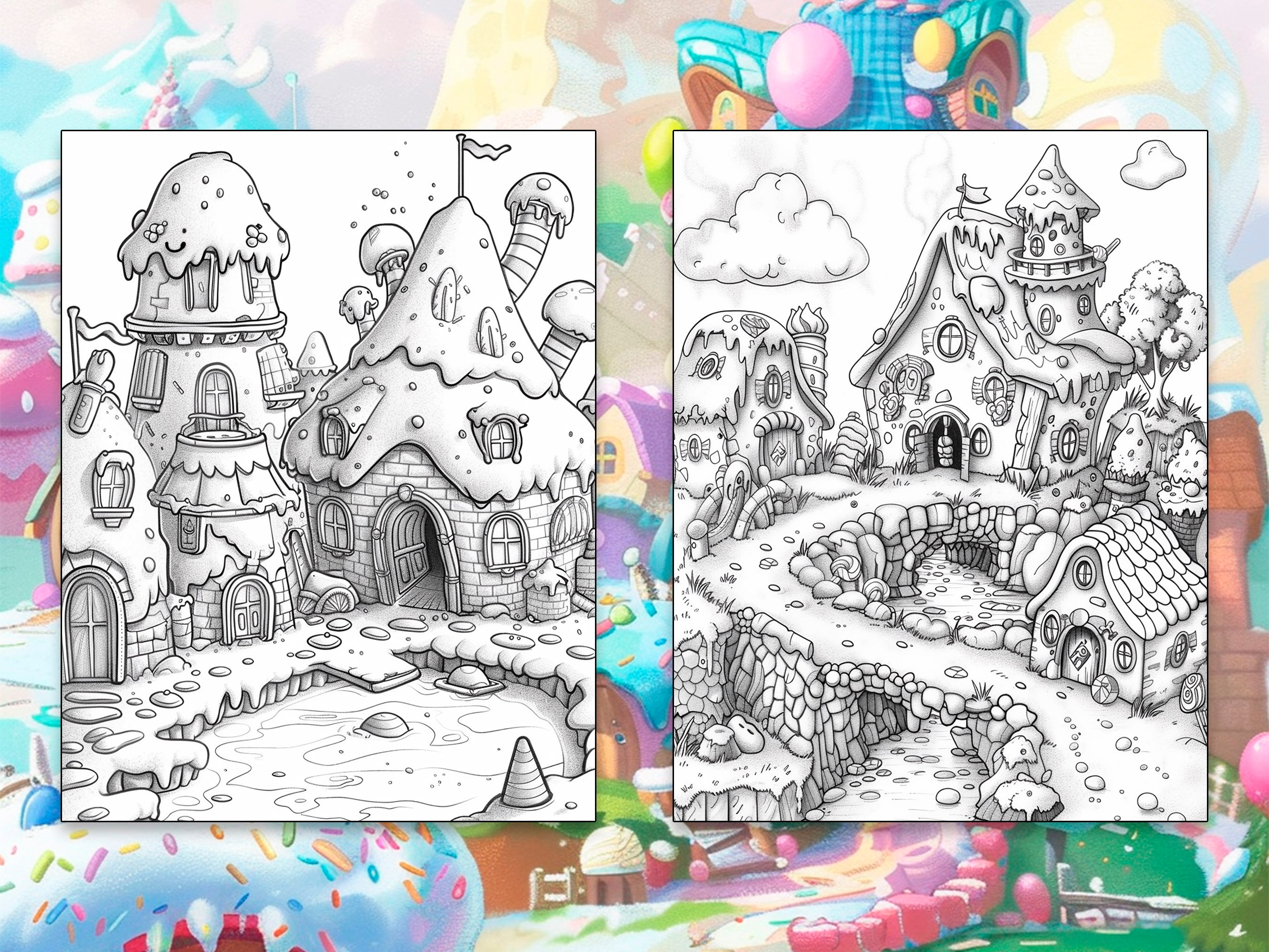 25 Candy Land Coloring Pages Adult and Kids Coloring Book Fantasy ...