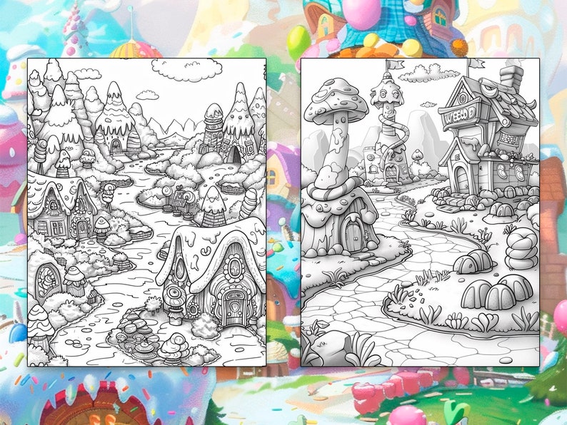 25 Candy Land Coloring Pages Adult and Kids Coloring Book Fantasy ...