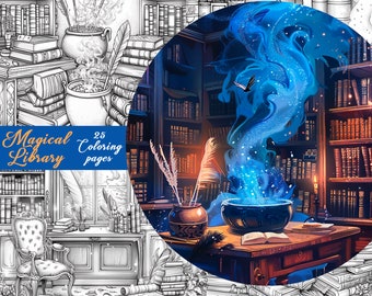 25 Enchanted Library Coloring Pages | Adult and Kids Coloring Book ...