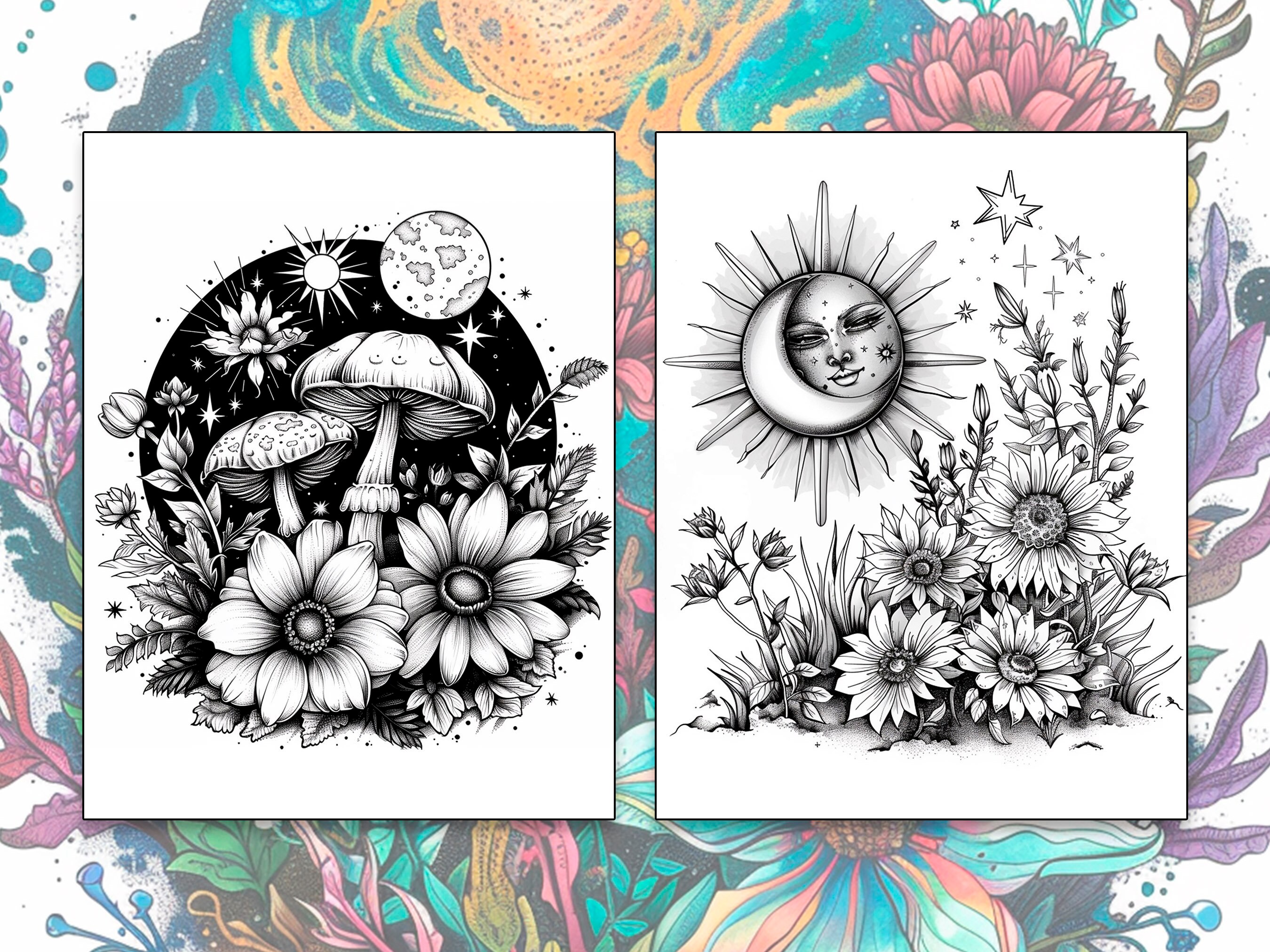 25 Celestial Coloring Pages | Adult and Kids Coloring Book| Fantasy ...