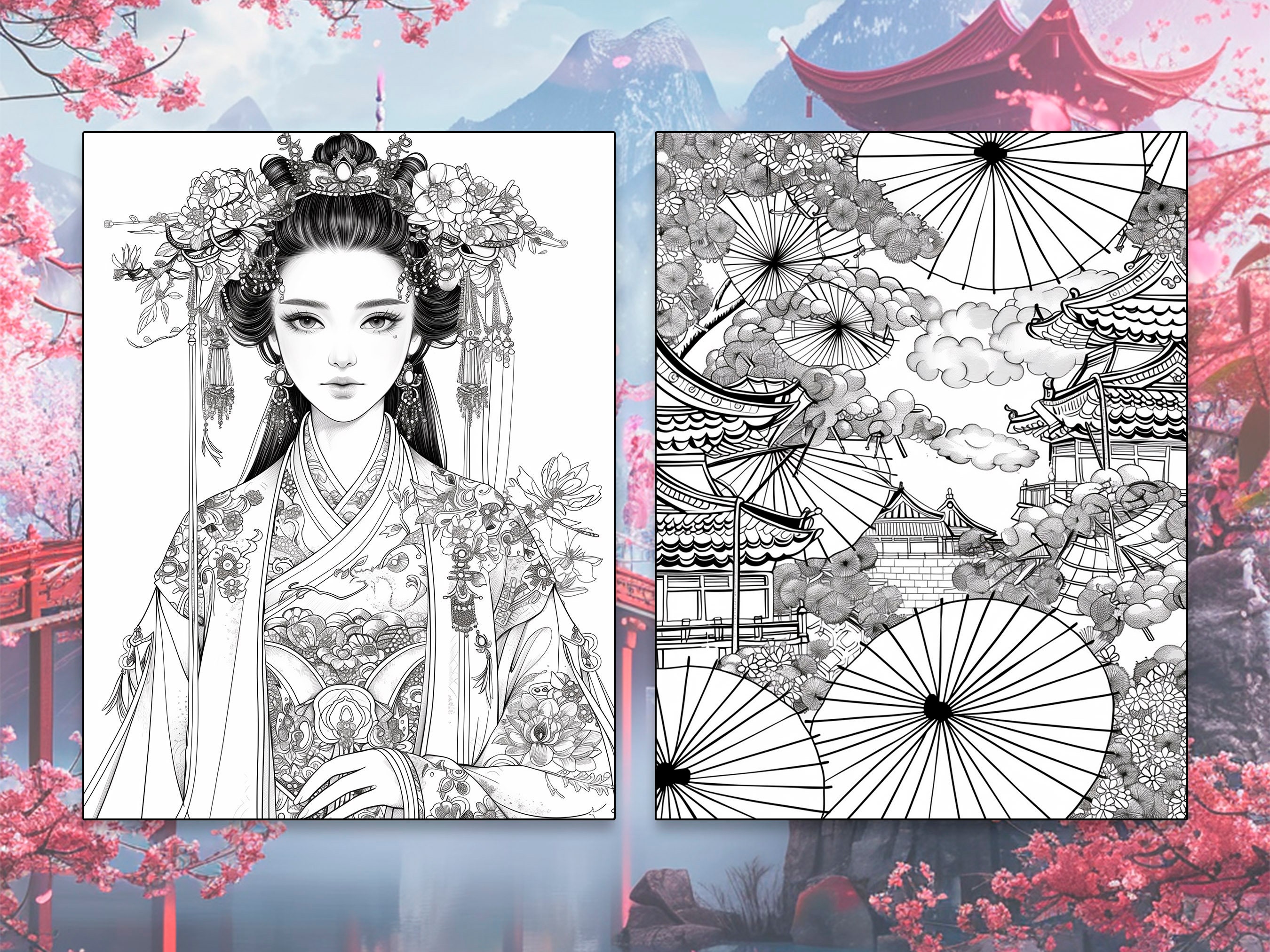 25 Japan Coloring Pages | Adult and Kids Coloring Book| Fantasy ...