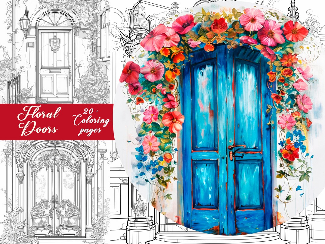 20+ Floral Doors Coloring Pages | Adult and Kids Coloring Book| Fantasy ...