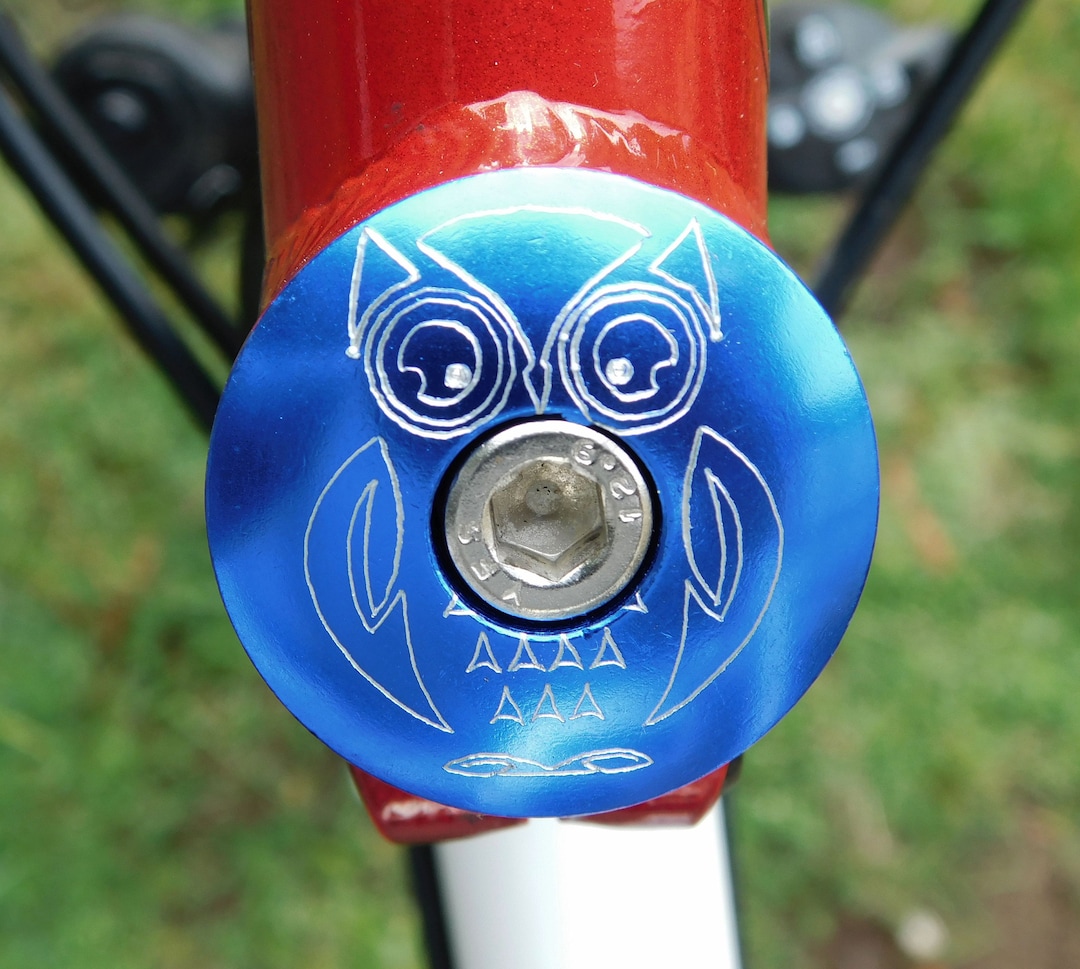 OWL Bike Headset Top Cap Blue Custom Engraved - Etsy