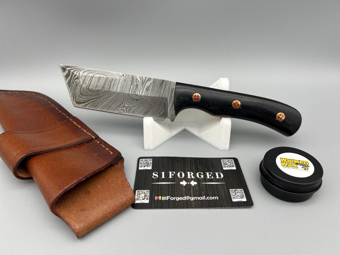 81forged Custom Full Tang Damascus Tanto Knife Black Micarta Handle 8 1 ...