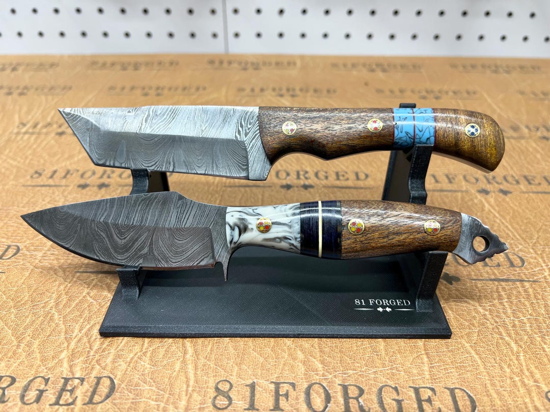 Double Knife Stand Holds Two Knives 81forged - Etsy