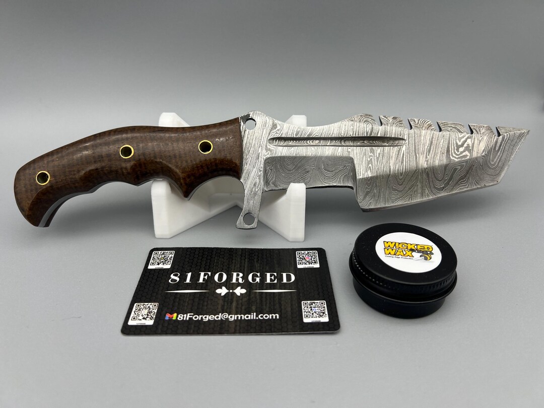 81forged Custom Full Tang Damascus Tanto Tracker Knife Polished Micarta ...