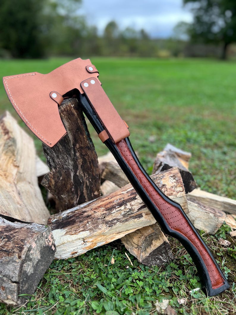 Custom Damascus Hatchet Beautiful Hand Carved Wood Handle Men’s Gift ...