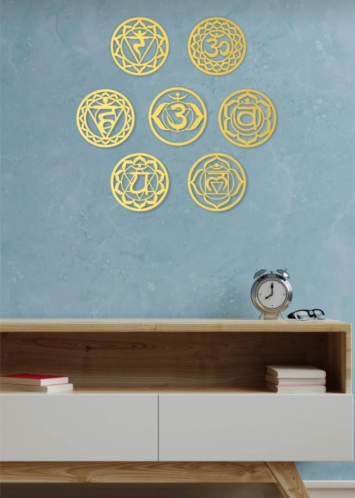 7 Chakra Wooden Wall Decor, Chakra Wall Art, Chakra Symbols Set of 7 ...
