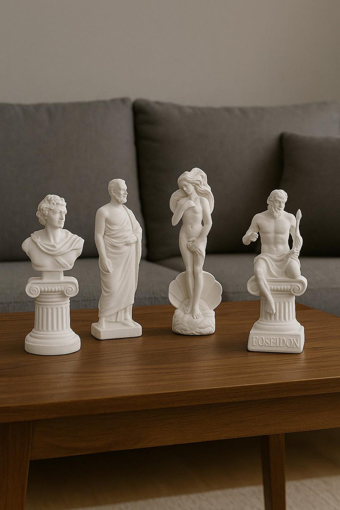 Greek Mythology Statue Set – 4 Miniature Busts of Apollo, Venus, Athena ...