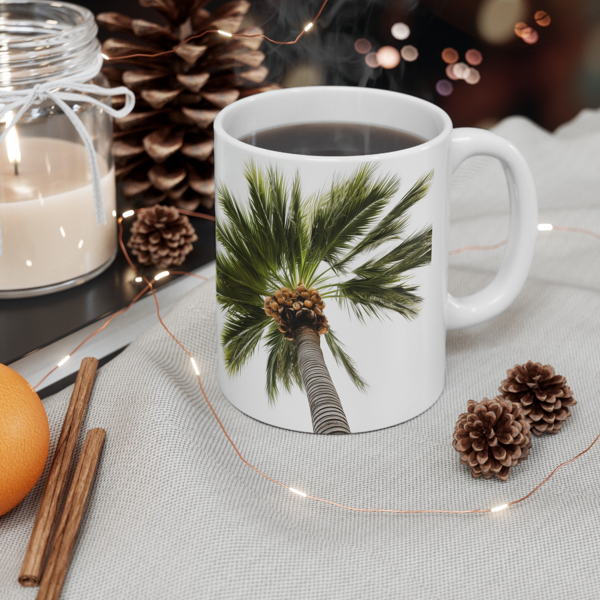 Palm Tree Mug, Palm Tree Design, Beach Vibes, Ocean Breeze, Calming ...