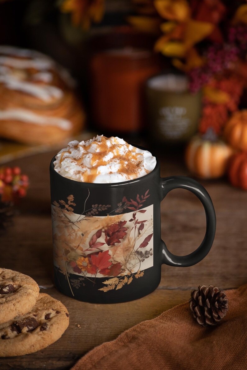 Country Fall Autumn Mug, Fall Coffee Mug, Maple Leaf Mug, Pressed ...