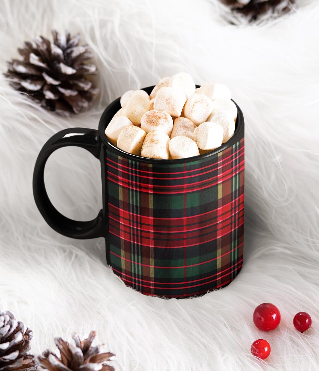 Christmas Plaid Mug, Christmas Green and Red Plaid Scottish Tartan ...