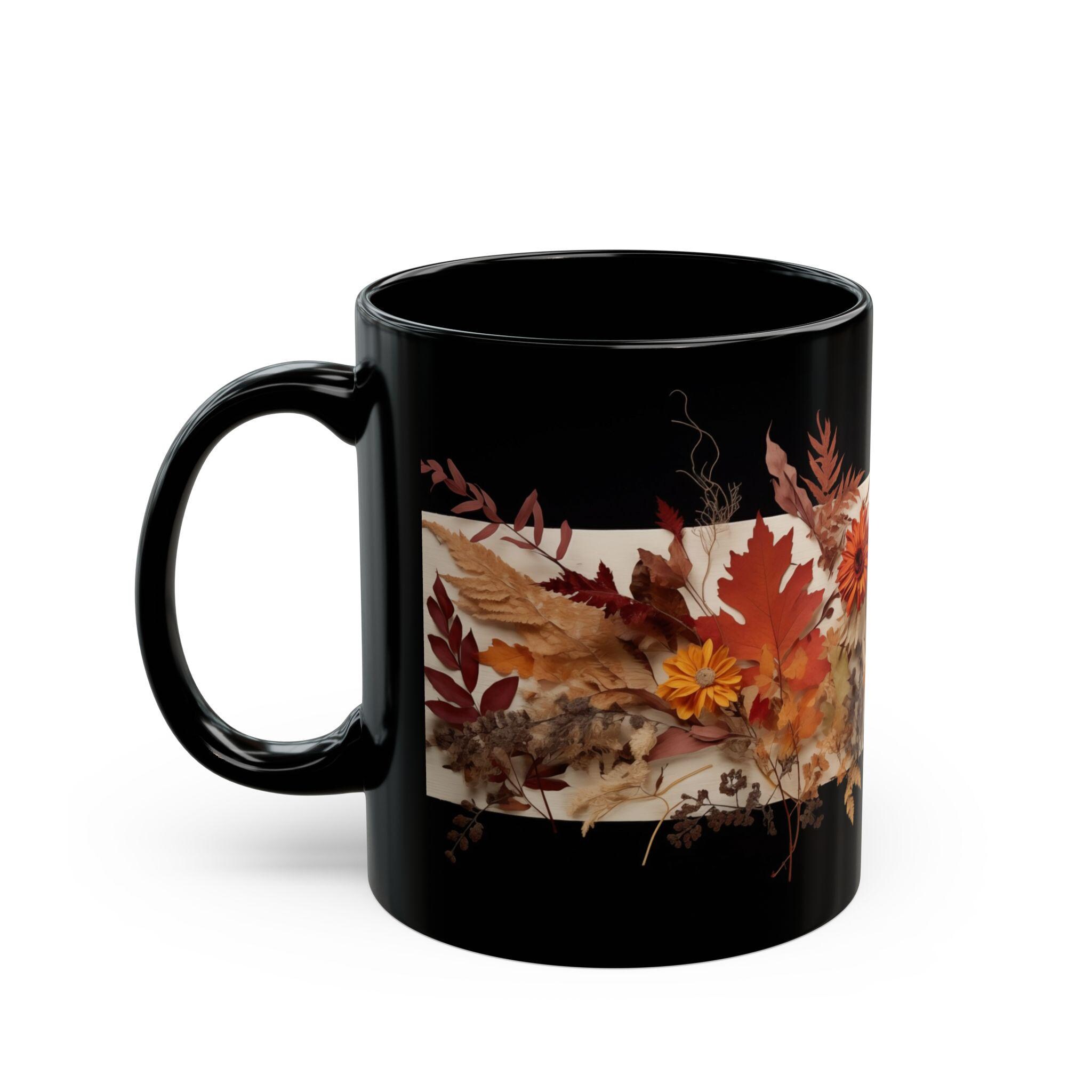 Country Fall Autumn Mug, Fall Coffee Mug, Maple Leaf Mug, Pressed ...