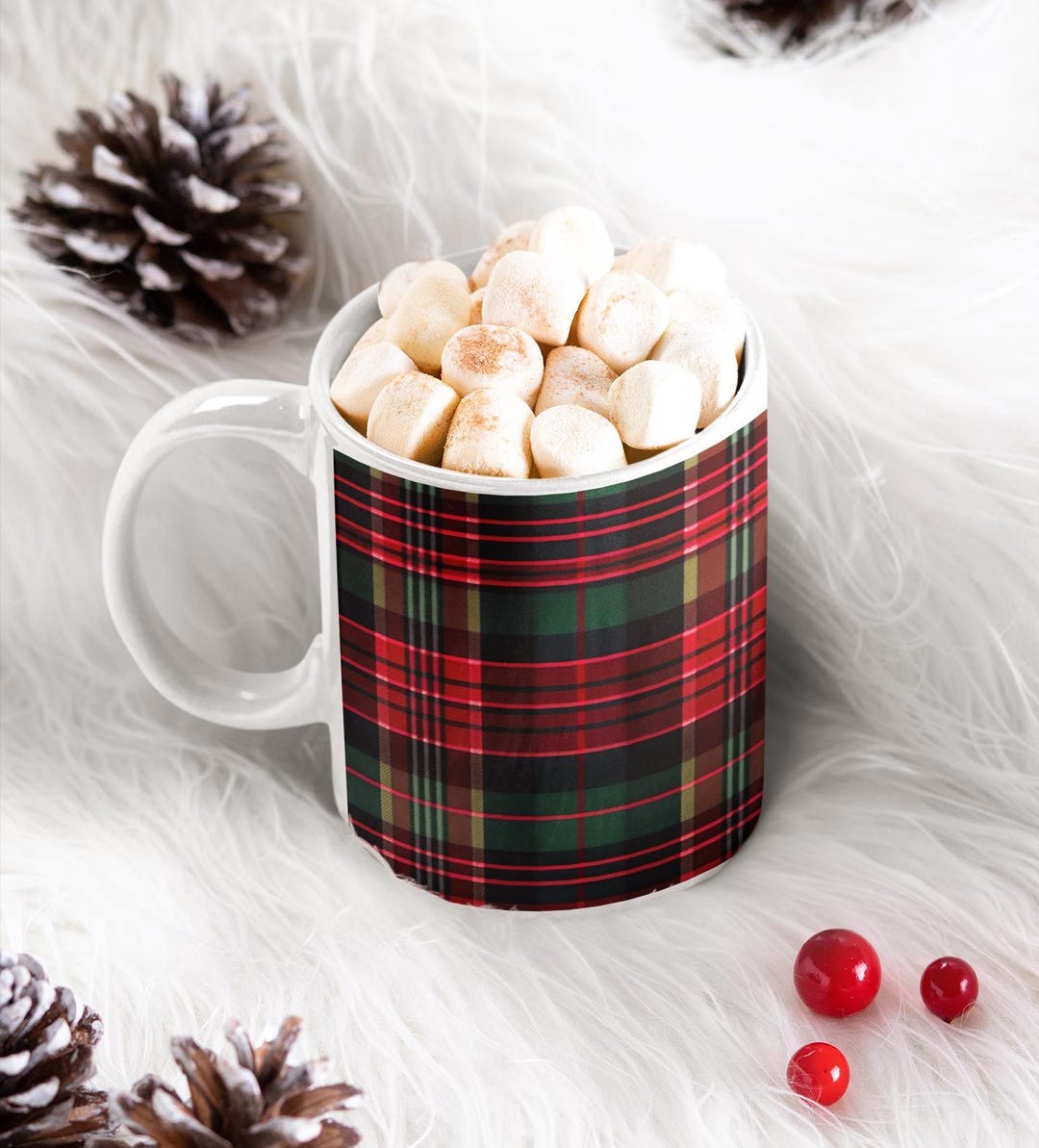 Christmas Plaid Mug, Christmas Green and Red Plaid Scottish Tartan ...