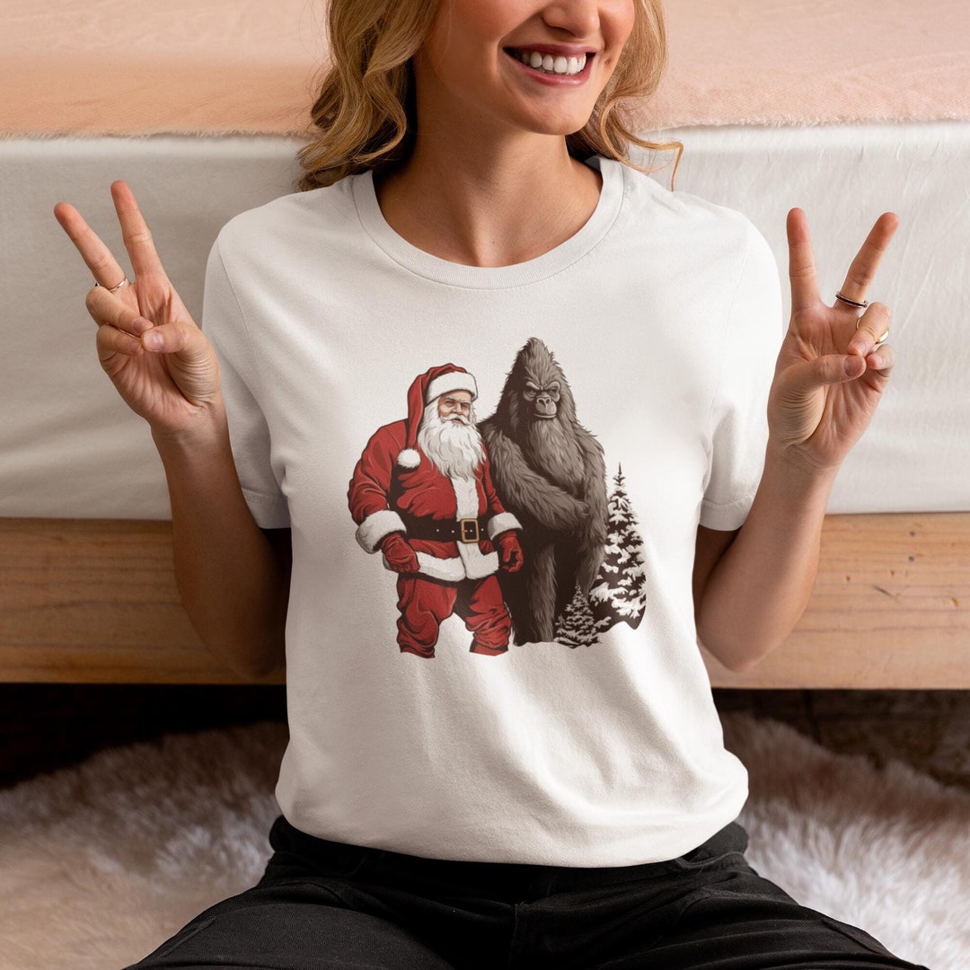 Santa Bigfoot Tshirt Plain No Words, Santa Claus Shirt, Bigfoot ...