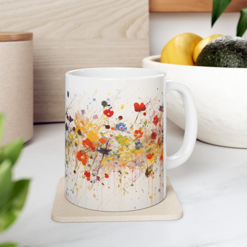 Jackson Pollock Inspired Mug, Jackson Pollock Flowers, Drip Painting ...