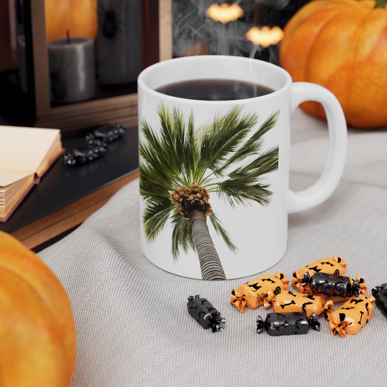 Palm Tree Mug, Palm Tree Design, Beach Vibes, Ocean Breeze, Calming ...