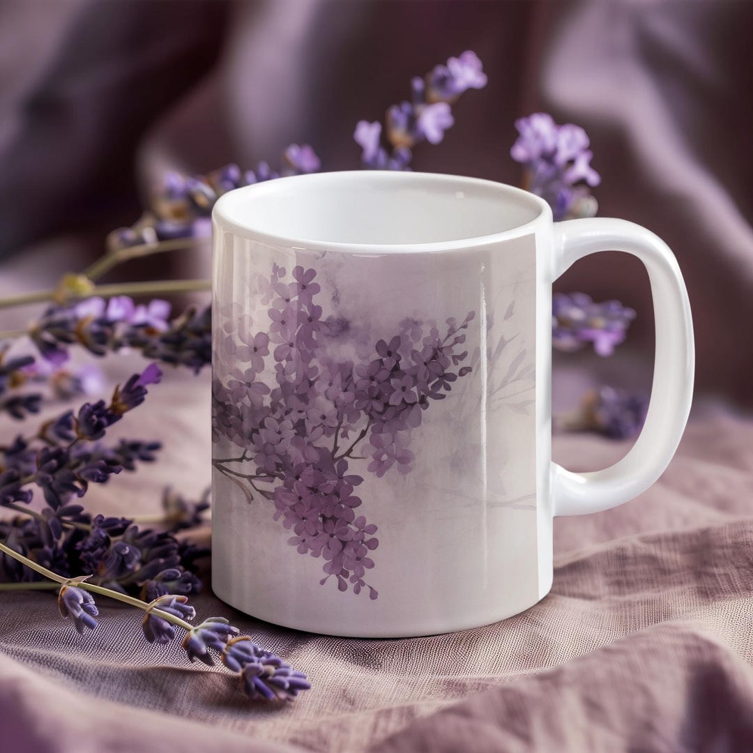 Lilac Mug, Wildflowers Mug, Lilac Watercolor, Pressed Lilacs, Gift for ...