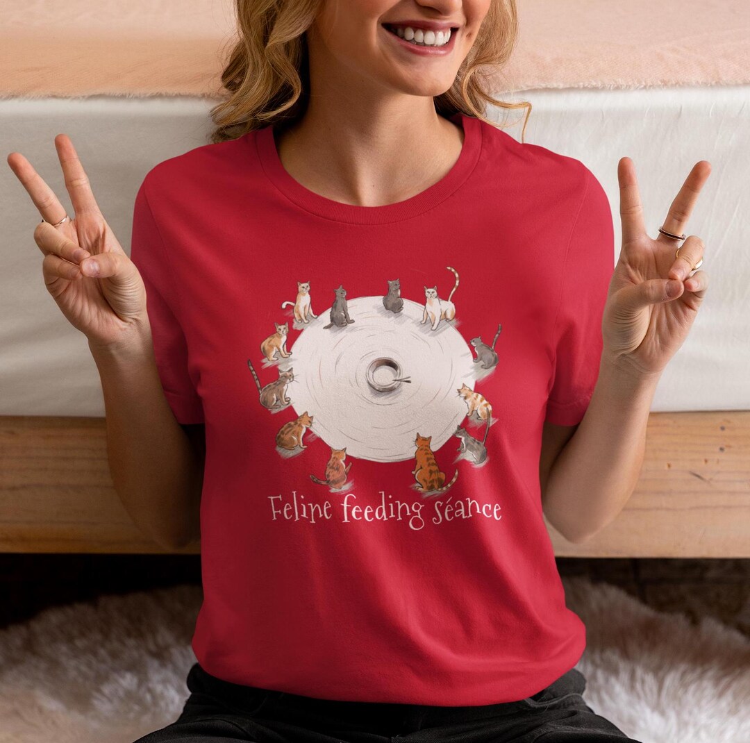 Feline Feeding Seance T-shirt, Funny Cat Shirt, Cat Meowing Shirt ...