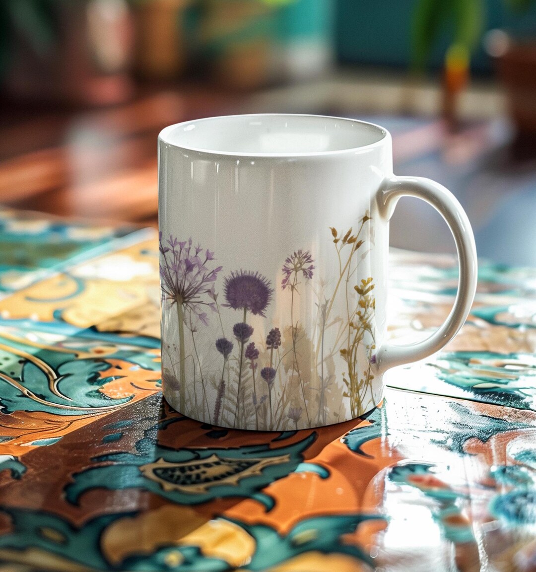 Wildflowers Ceramic Mug, Realistic Flowers, Delicate Flowers, Vintage ...