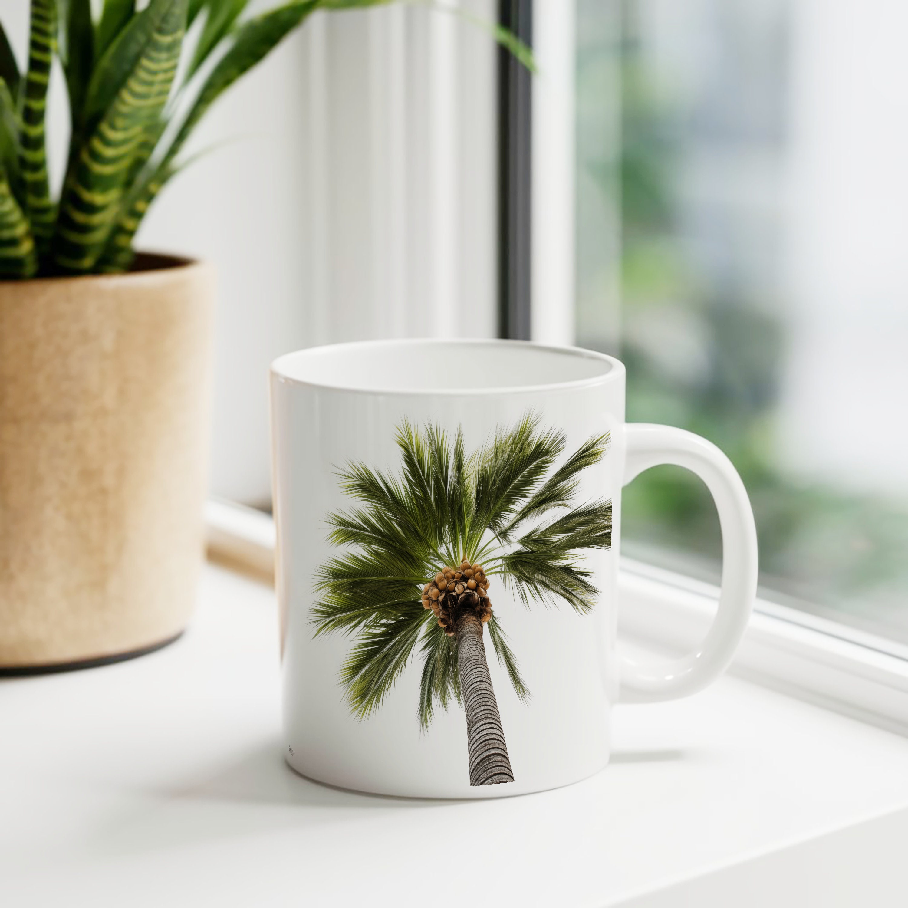 Palm Tree Mug, Palm Tree Design, Beach Vibes, Ocean Breeze, Calming ...