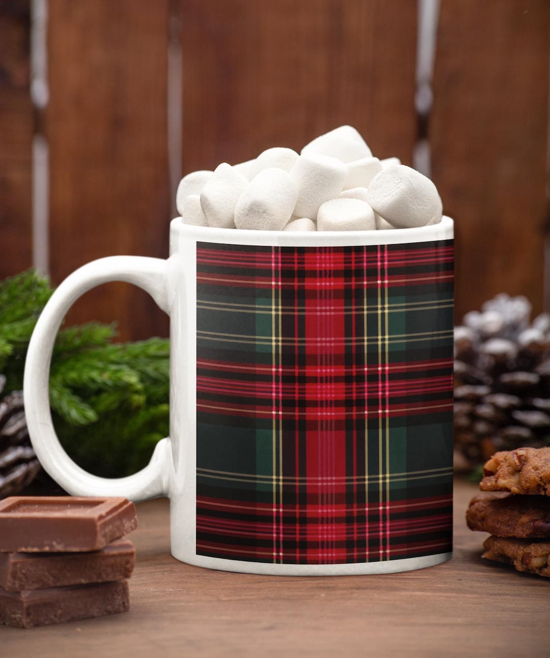Christmas Plaid Mug, Christmas Green and Red Plaid Scottish Tartan ...