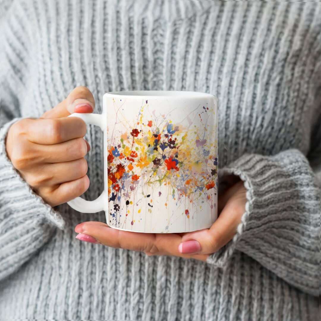 Jackson Pollock Inspired Mug, Jackson Pollock Flowers, Drip Painting ...