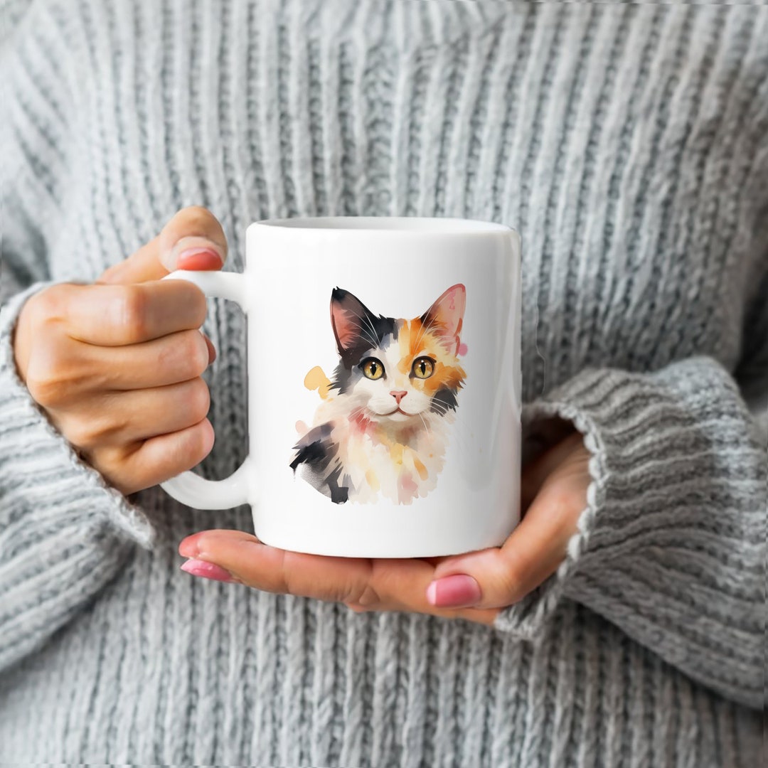 Calico Cat Mug 11oz, Calico Lover, Calico Mom, Calico Water Drawing ...
