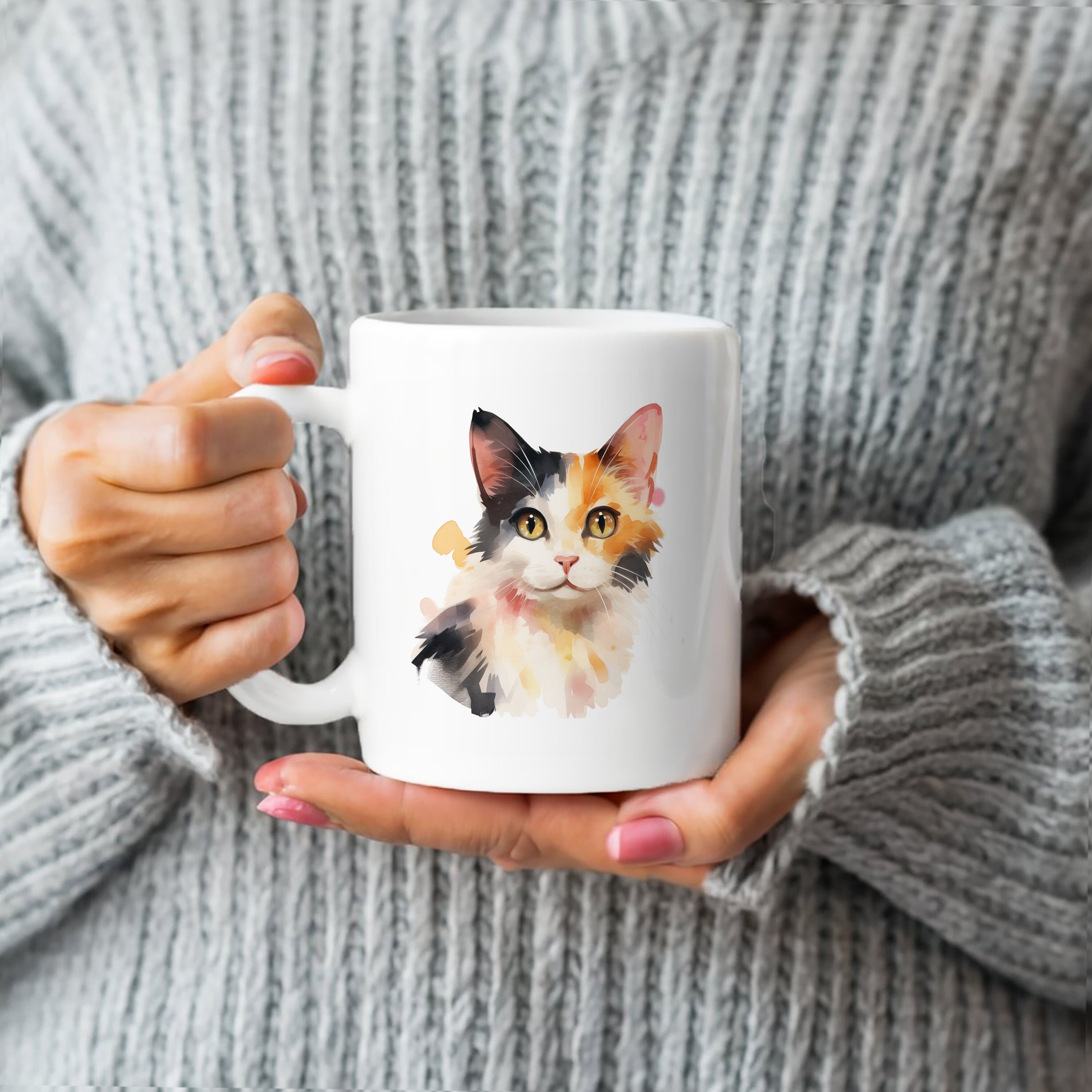 Calico Cat Mug 11oz, Calico Lover, Calico Mom, Calico Water Drawing ...