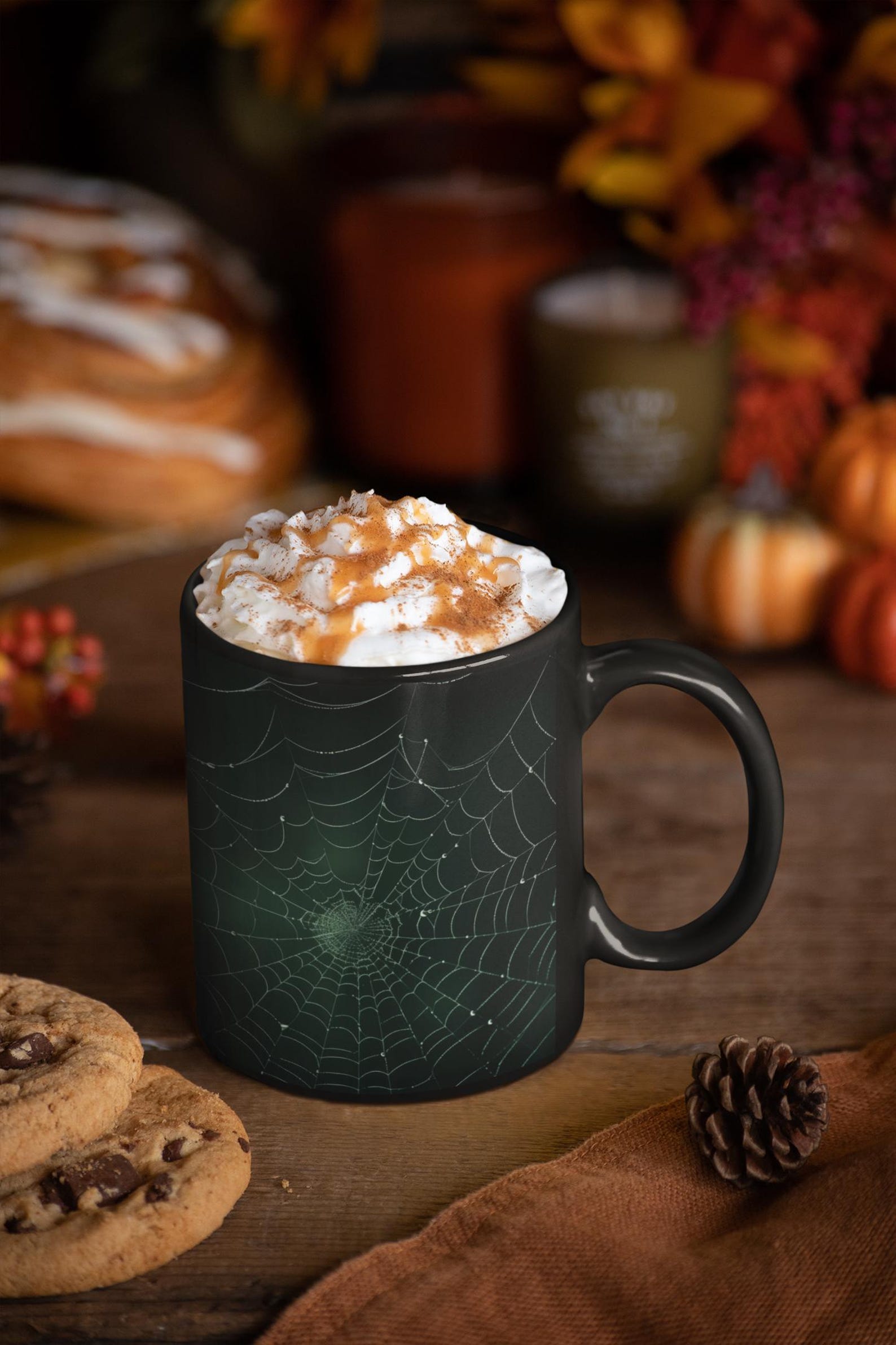 Spider Web Design Coffee Mug, Spider Webs, Cobb Webs, Halloween ...