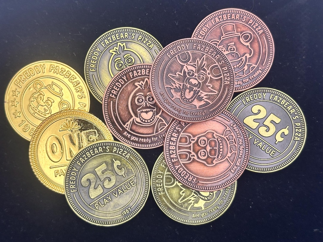 FNAF Arcade Tokens - Freddy Bonnie Chica Foxy - Bronze & Gold Metal ...