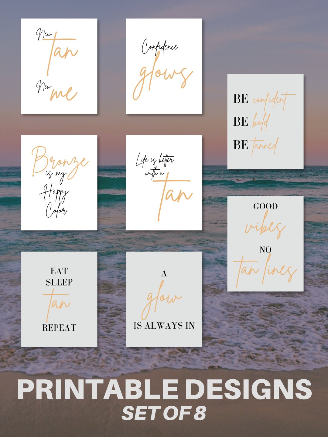 Tanning Word Art / Tanning Sign Printable Set of 8 - Etsy
