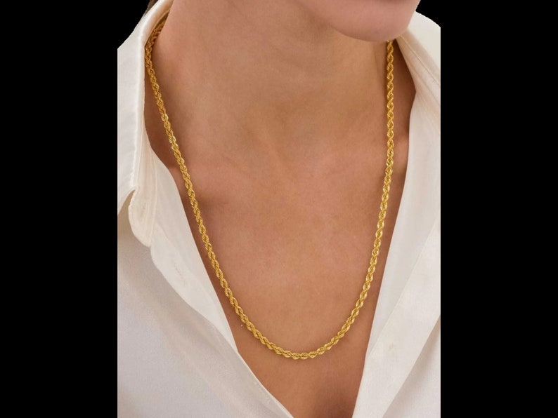 Elegant 22K Gold Rope Chain Necklace 4mm Twisted Rope Design, Perfect ...
