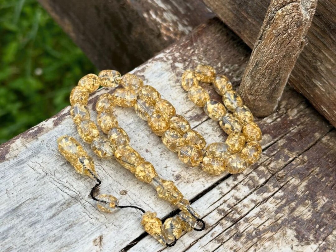 22K Gold Leaf Tesbih With Certification Luxurious Gold Flake Prayer ...
