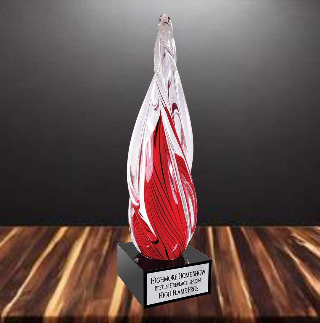 12" Red Twisted Spire With Black Base Custom Engraved Handmade Blown ...