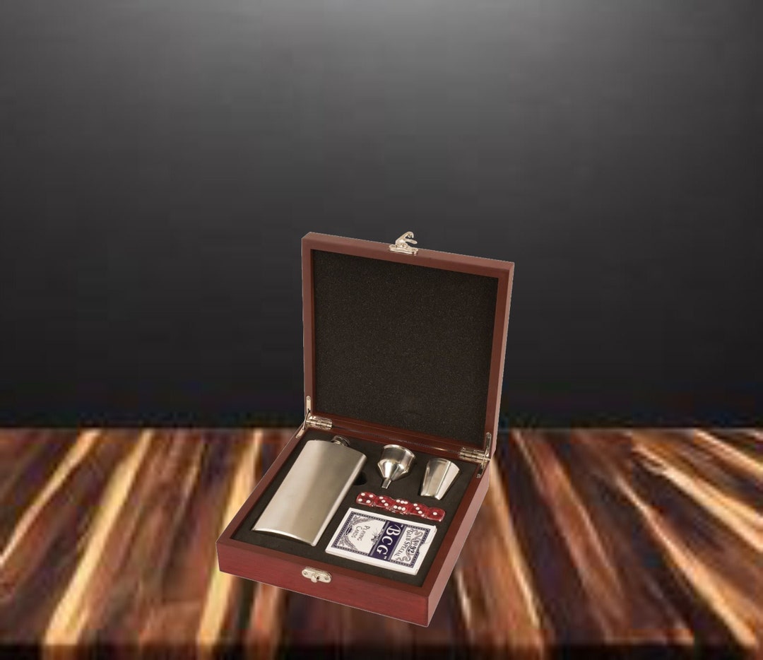 Customizable Flask Gift Set With Wooden Case - Etsy