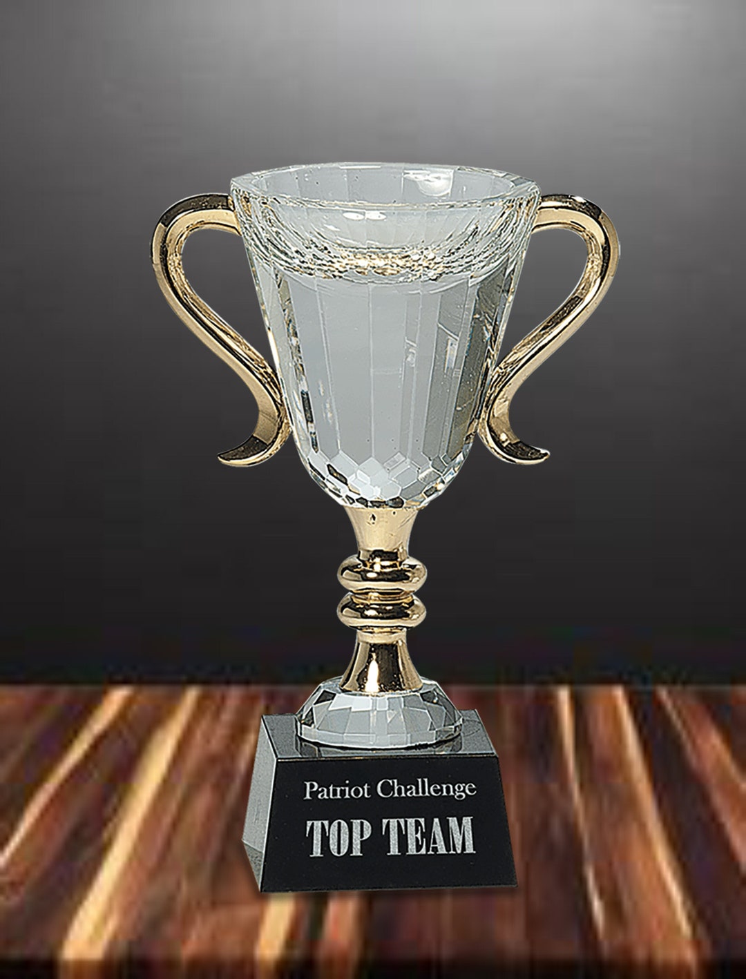 Crystal Cup With Gold Handles and Stem Custom Engraved Handmade Crystal ...