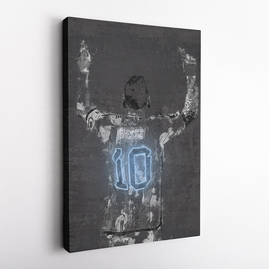 Lionel Messi Poster Neon Effect Argentina Soccer Hand Made Poster ...