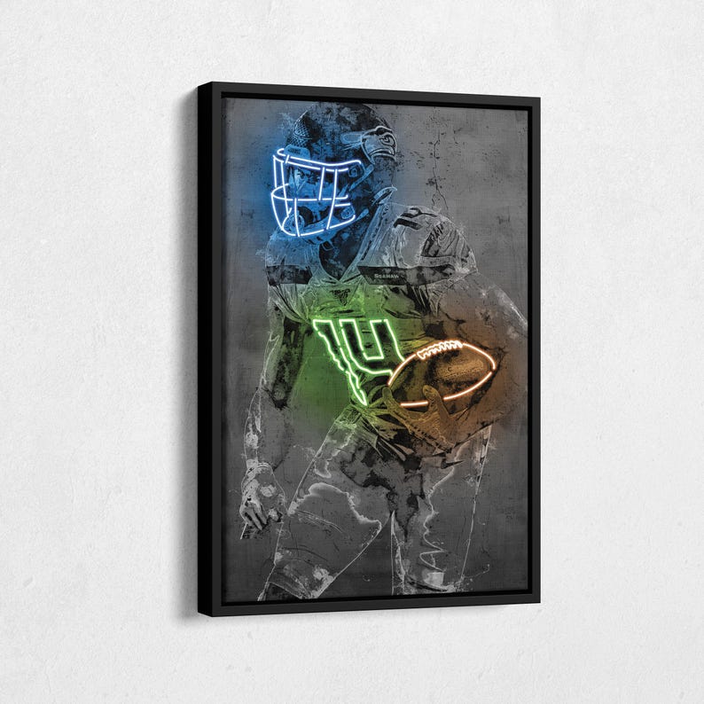 DK Metcalf Poster Neon Seattle Seahawks NFL Hand Made Poster Canvas ...